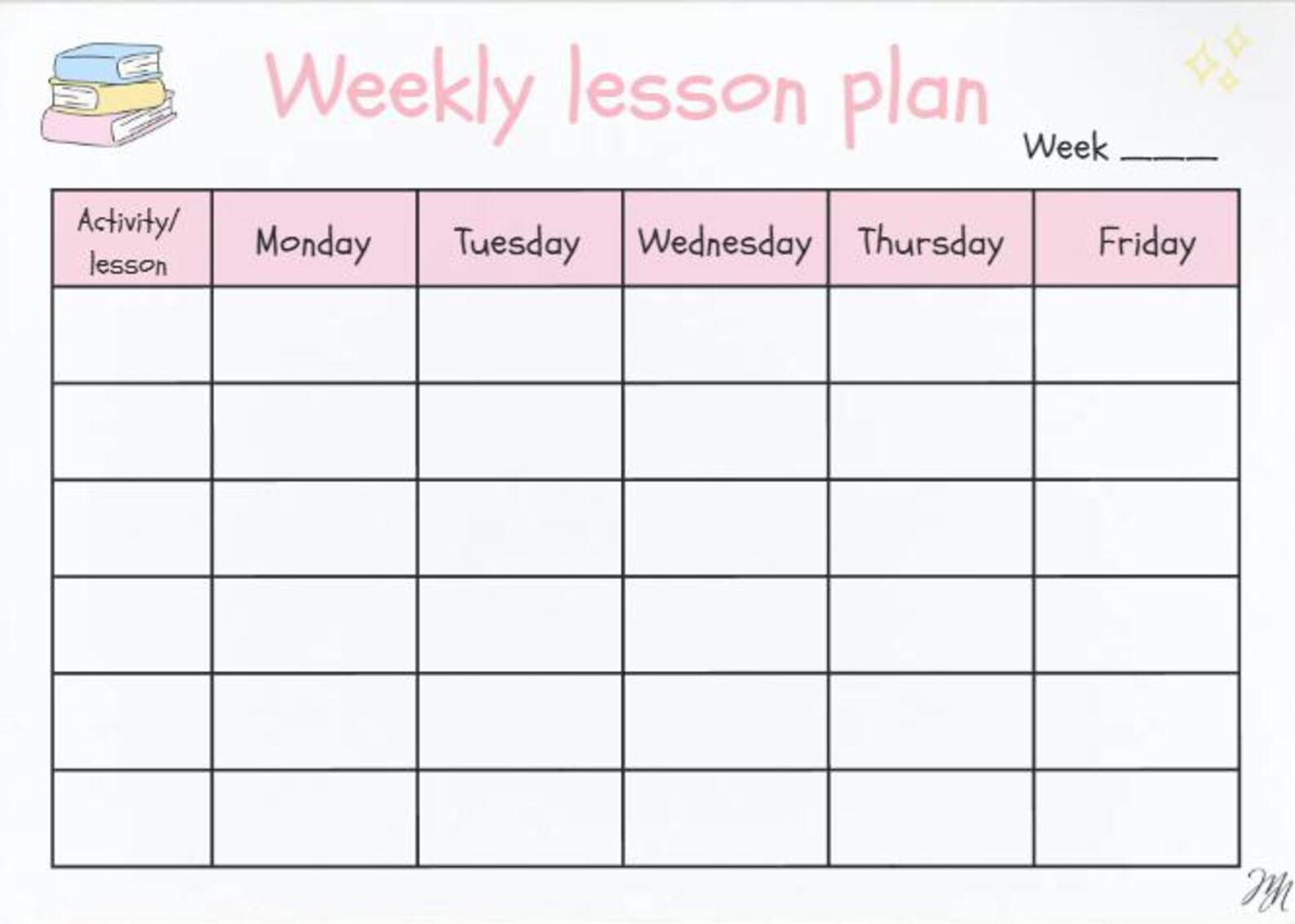 Weekly Lesson Plan Printable | Teacher Lesson Planner | Editable 4, 5 ...