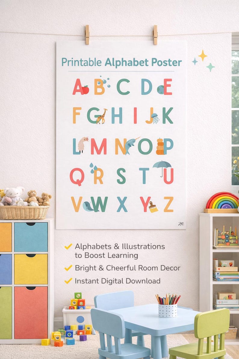 Pastel Alphabet Poster | ABC Wall Art for Kids (digital Download) - Etsy