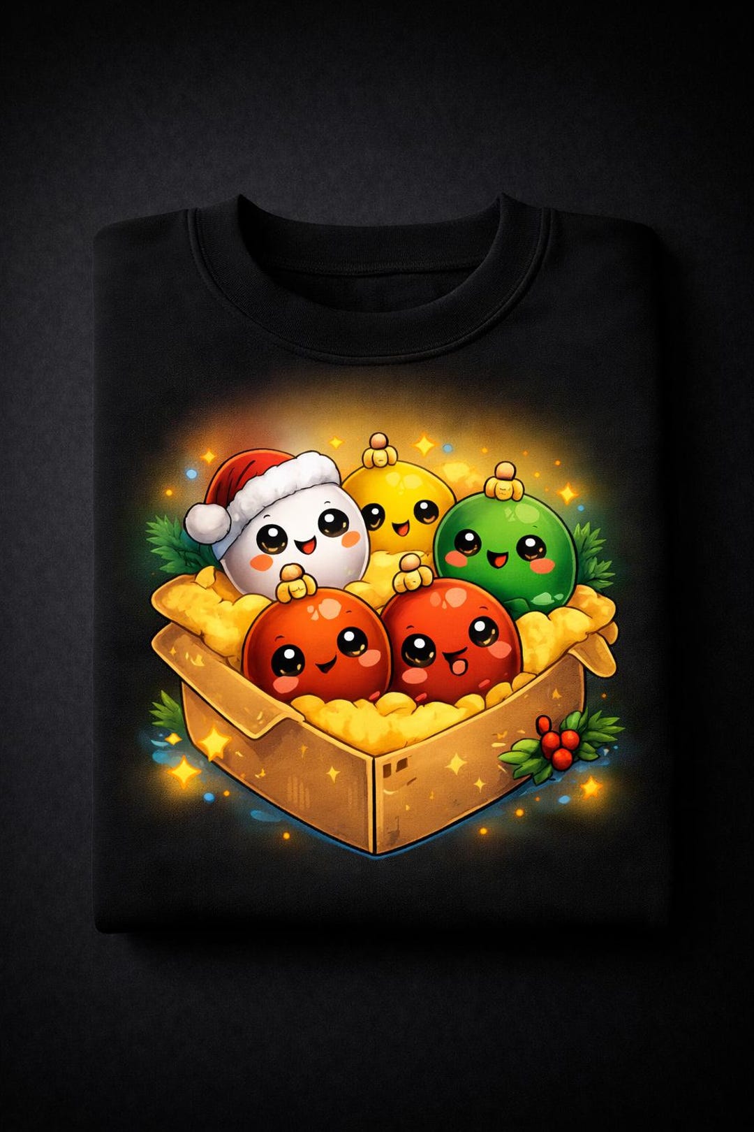 Kawaii Style Christmas Ornaments in Box Sweatshirt | Cute Holiday ...