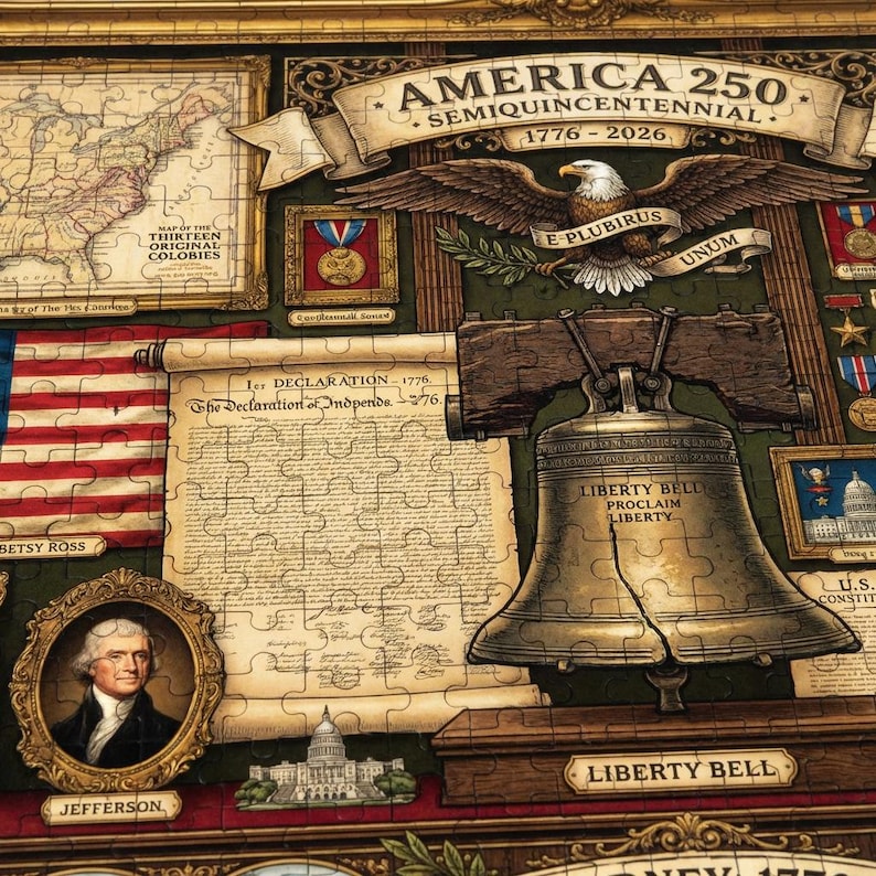 America 250th Anniversary Puzzle, Liberty Bell Patriotic Jigsaw ...