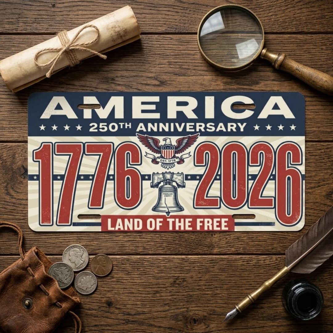 America 250th Anniversary License Plate, 1776-2026 Patriotic Aluminum ...