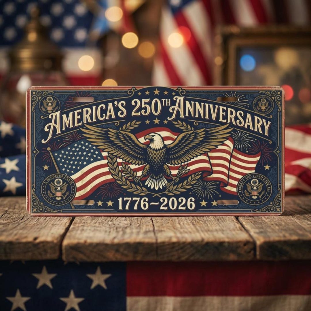America's 250th Anniversary License Plate, Patriotic Eagle USA Car Tag ...