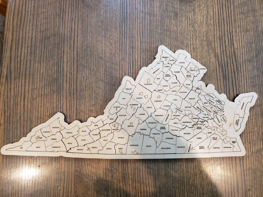 Virginia State Puzzle Counties Map Free Shipping - Etsy
