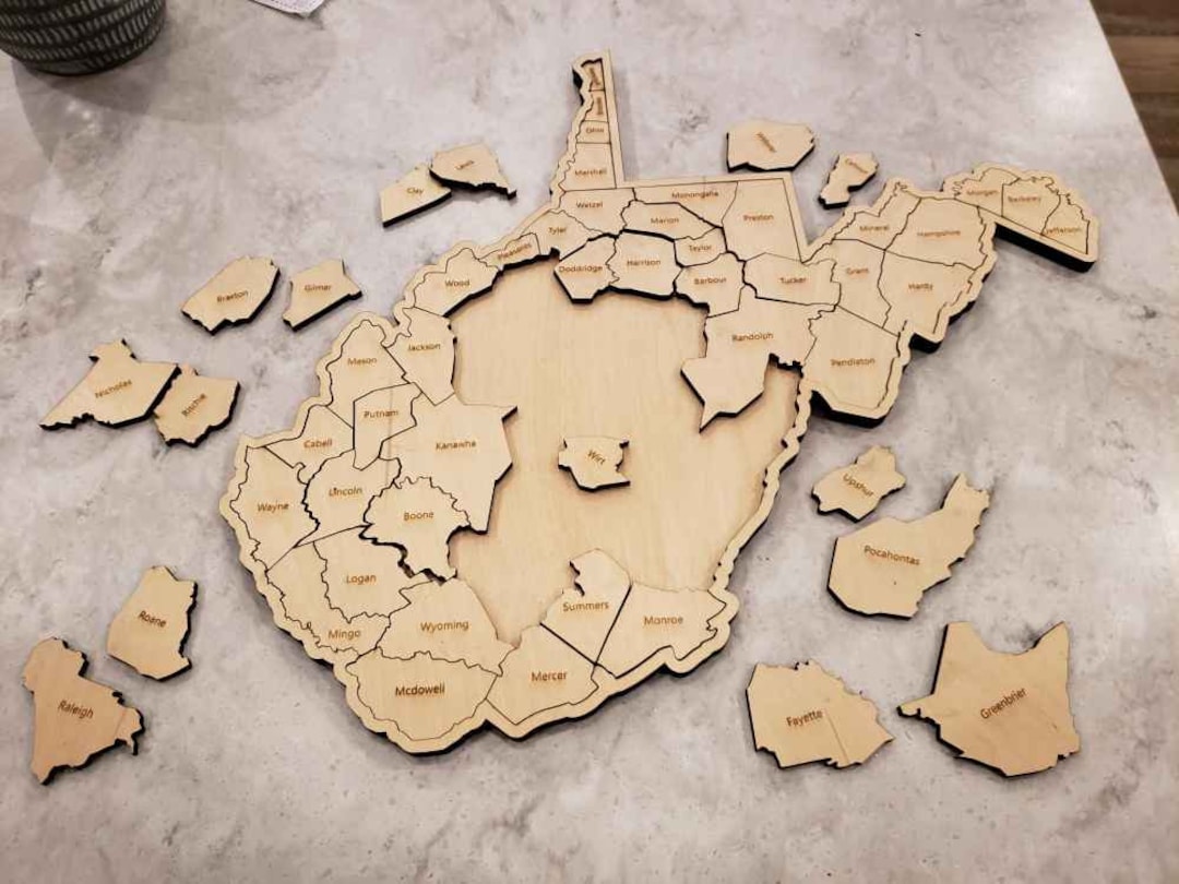 West Virginia State Puzzle Jigsaw Puzzle County Puzzle Digital Laser ...