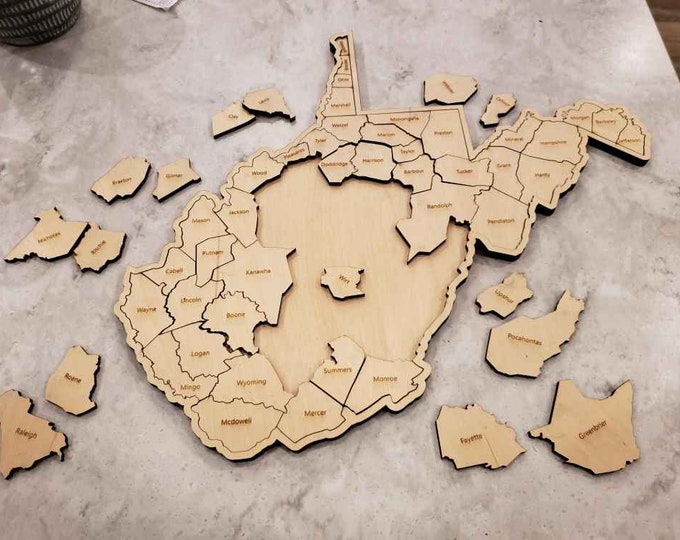 West Virginia State Puzzle Jigsaw Puzzle County Puzzle Digital Laser ...