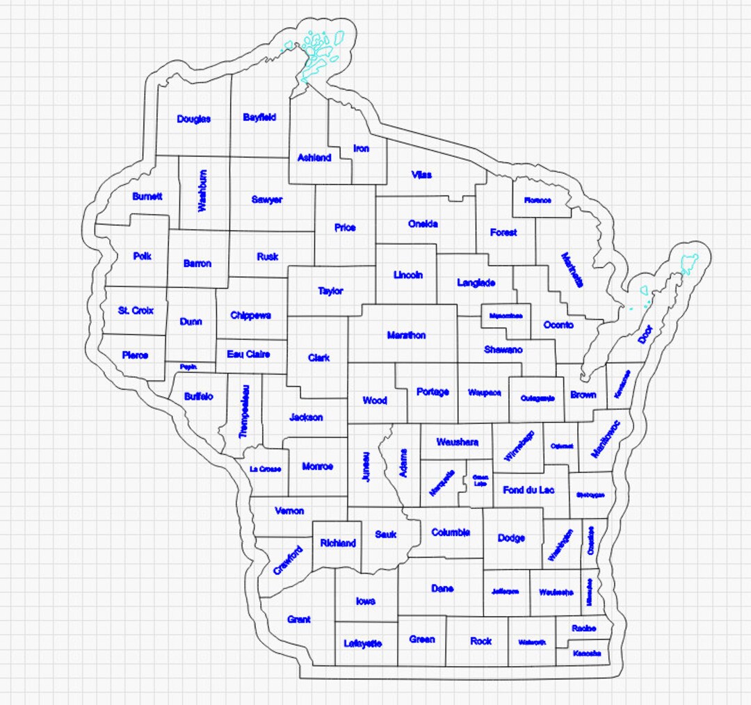 Wisconsin State Puzzle Jigsaw Puzzle County Puzzle Digital Laser Files ...