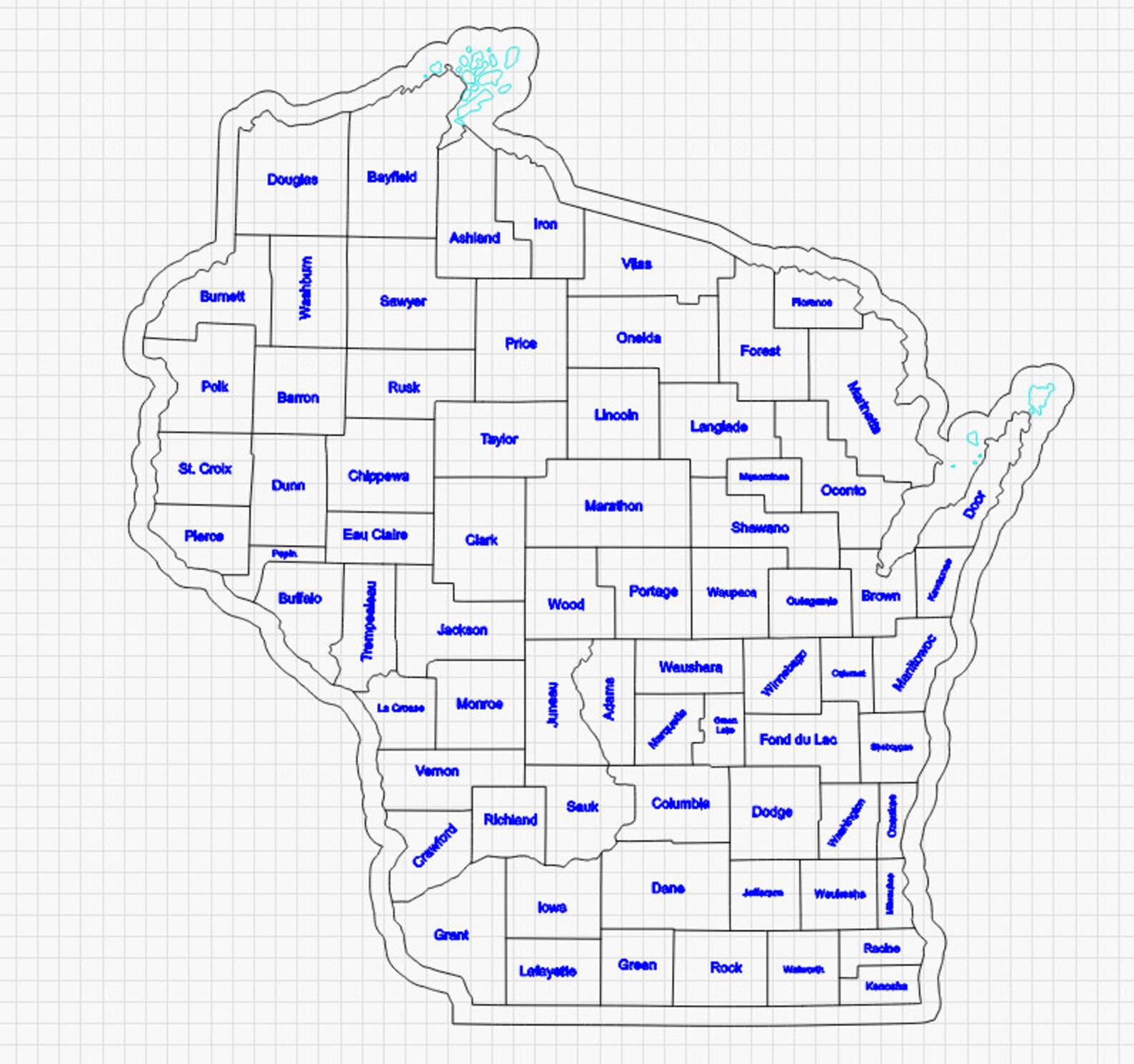 Wisconsin State Puzzle Jigsaw Puzzle County Puzzle Digital Laser Files ...