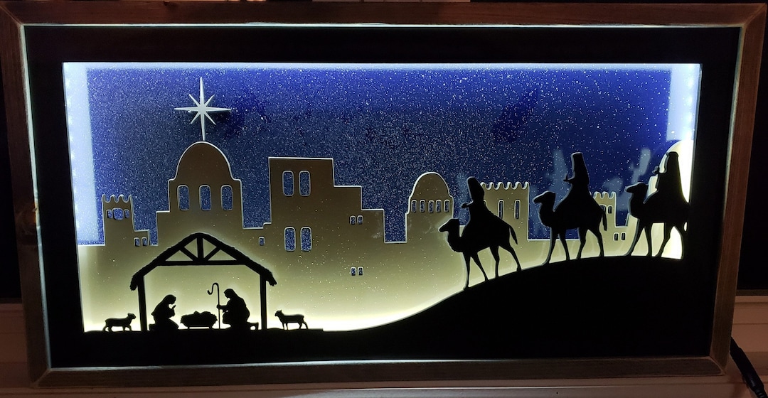 Merry Christmas Manger Scene Shadow Box Nativity Scene Bethlehem - Etsy
