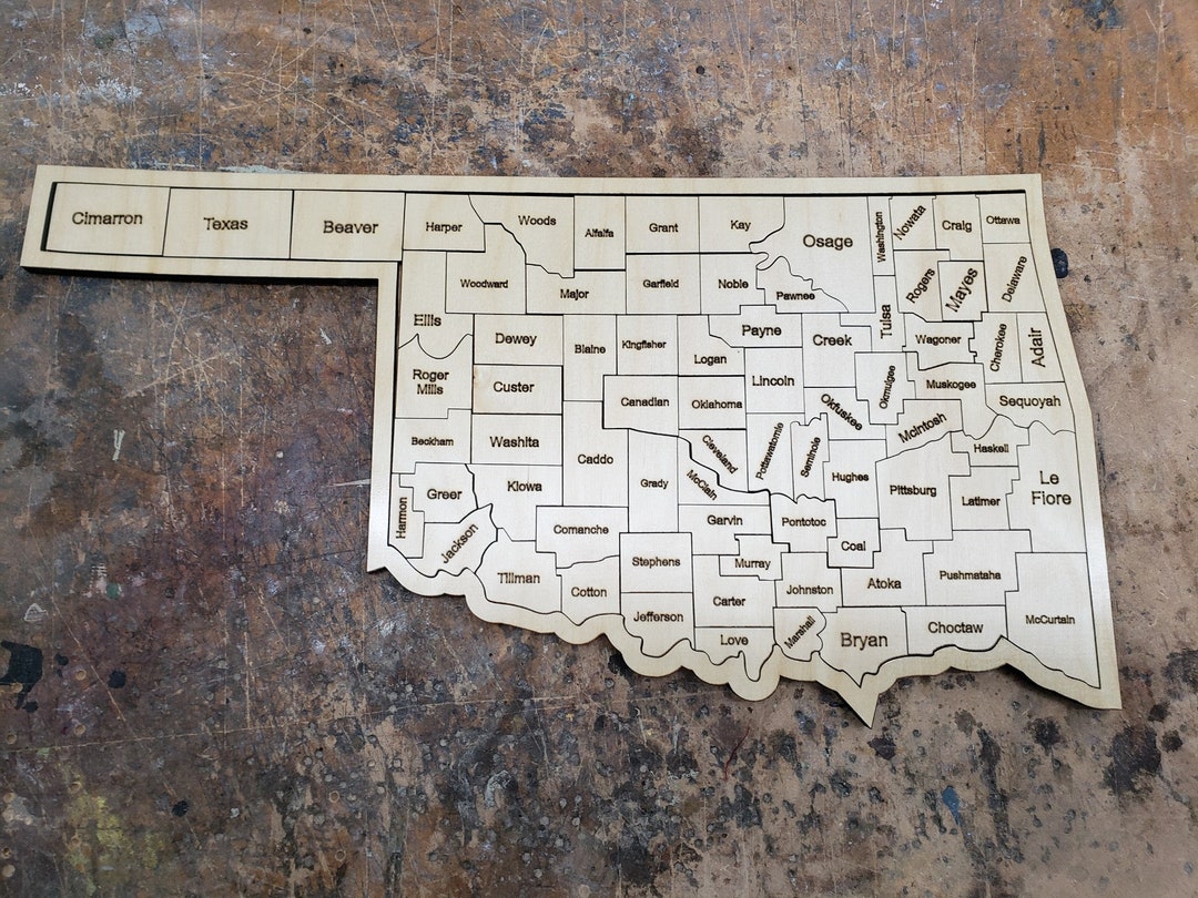 Oklahoma Counties Puzzle Map Free Shipping - Etsy