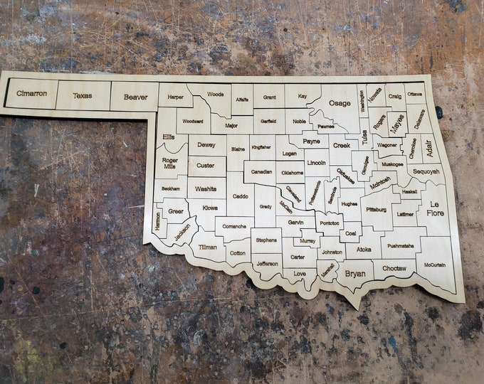 Oklahoma State Puzzle Jigsaw Puzzle County Puzzle Digital Laser Files ...