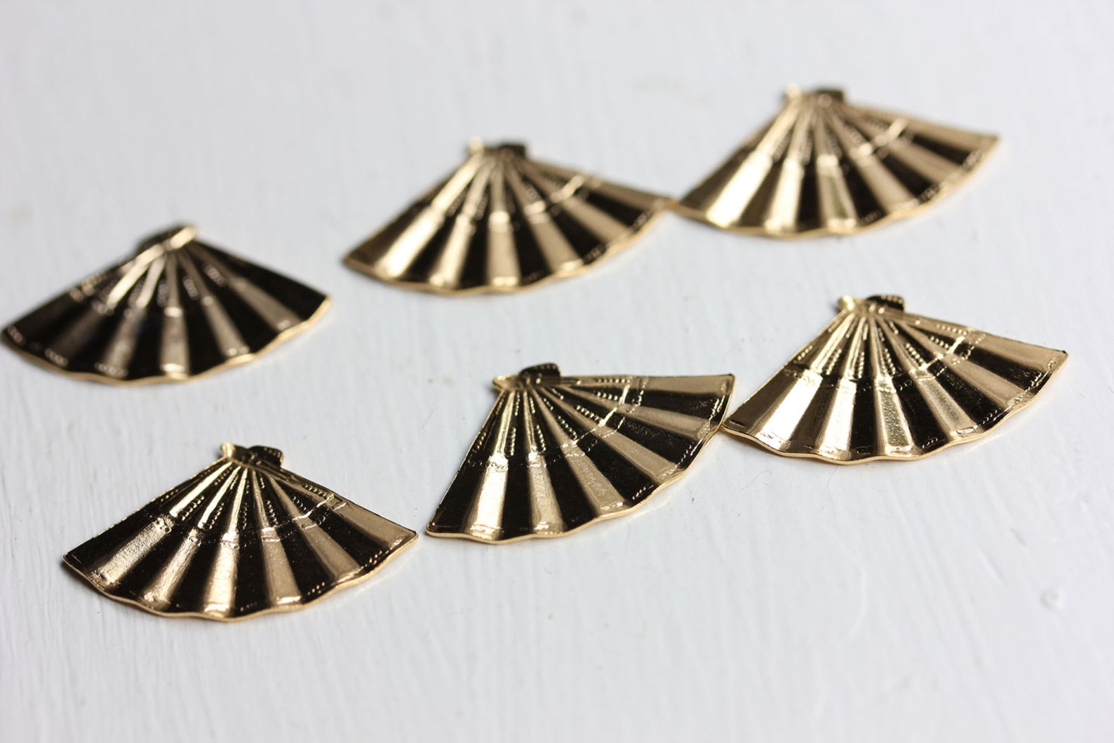 Gold Fan Findings, Fan, Fan Charm, Fan Cabochons (6x) - Etsy
