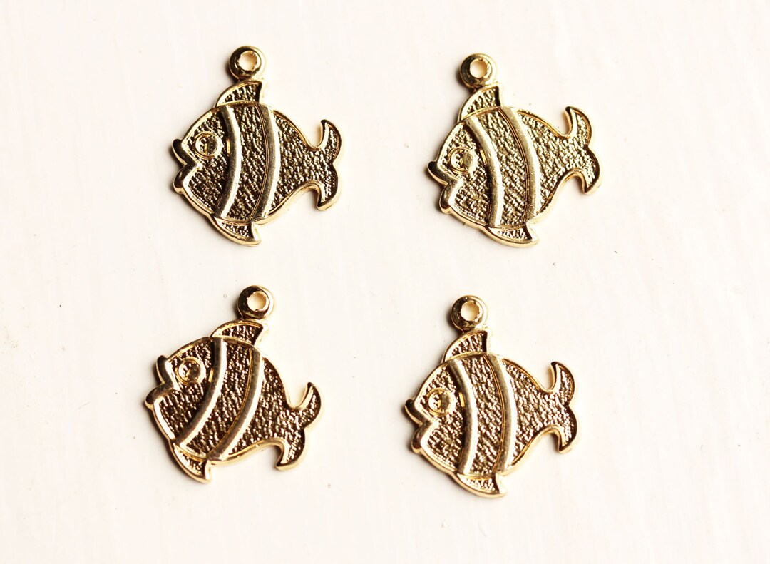 Gold Fish Charms, Fish Charms, Fish (4x) - Etsy