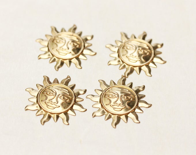 Raw Brass Sun Charm, Sun Face Charm, Sun Pendant, Laser Cut Brass Sun ...
