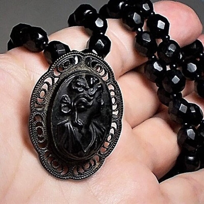 Black Cameo Necklace - Etsy