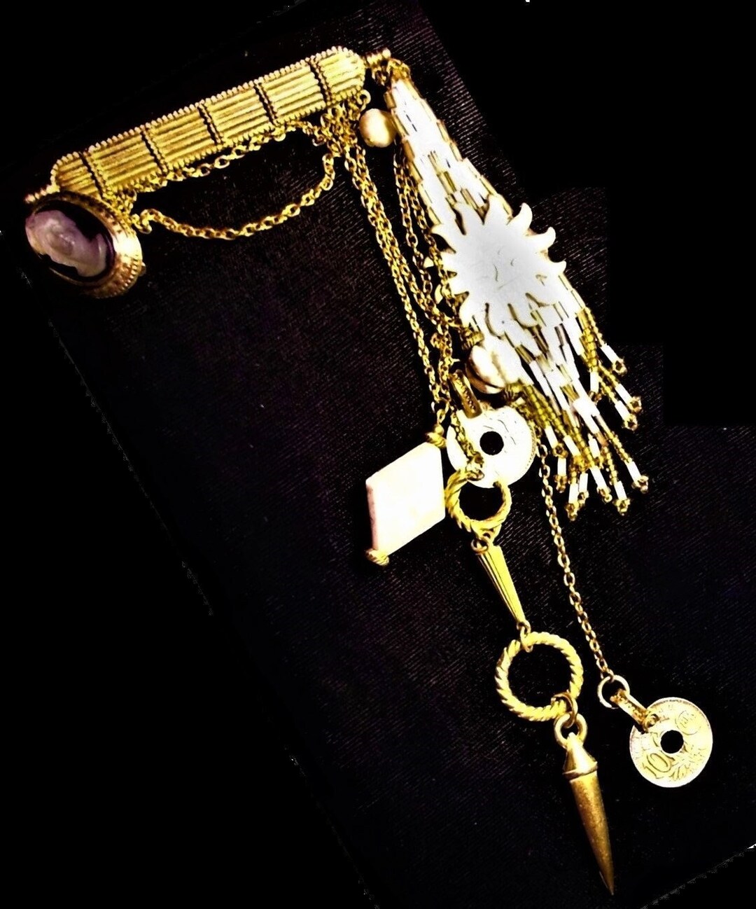 LONG Brooch or Belt Pin Large 8 Long Swag Chatelaine Mostly Double ...