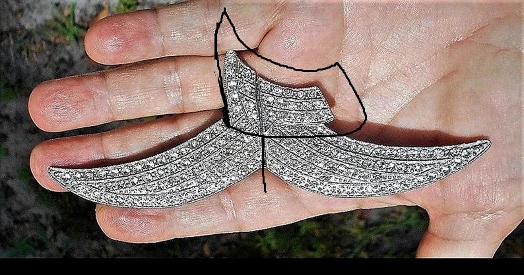 SALE Rhinestone FLAG Air Force Wings Brooch 1930s 5 1/4 About 80 Years ...