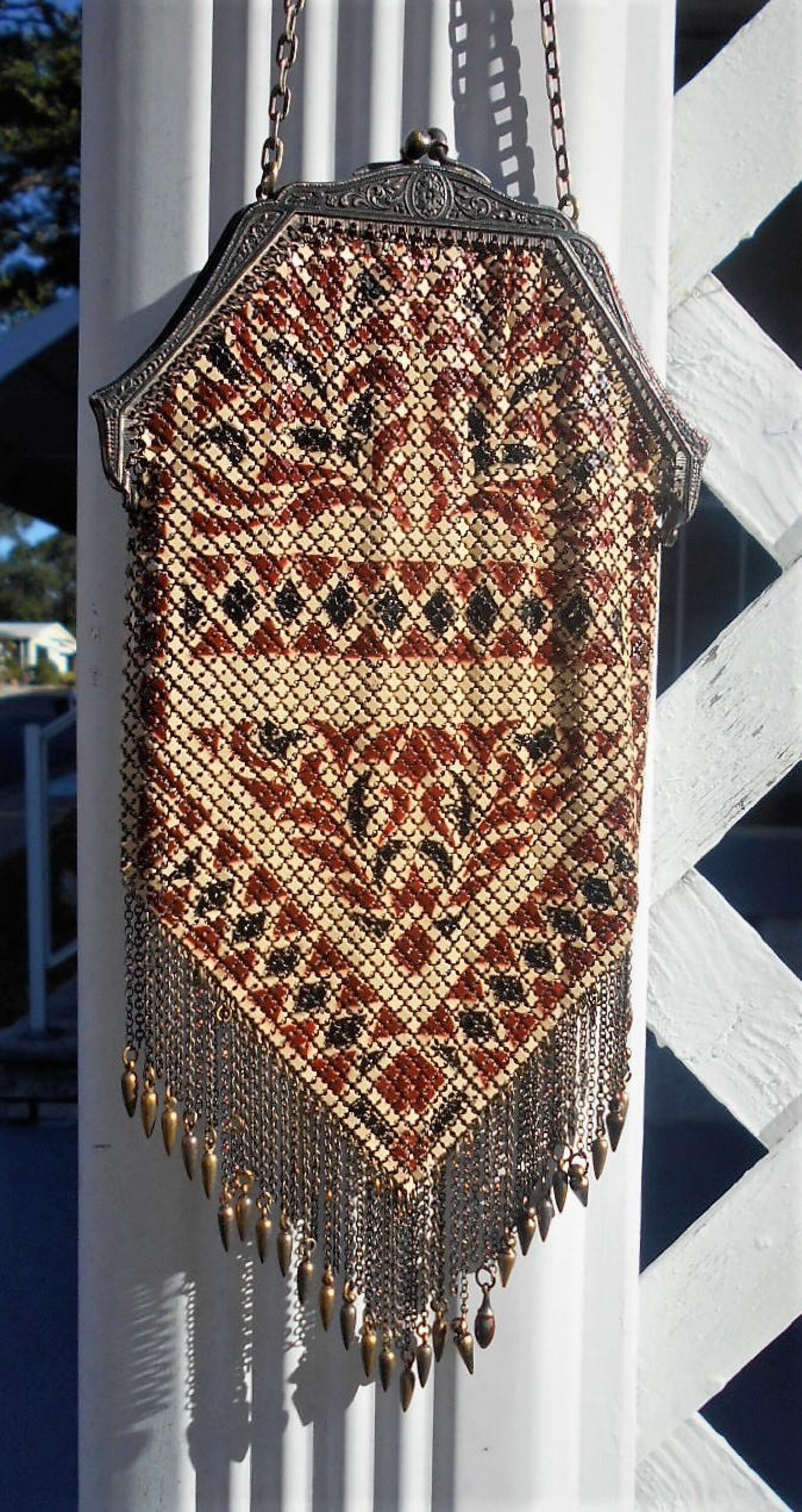 Flapper Purse 100 Year Old FLAT Mesh VIVID Brown & Black - Etsy