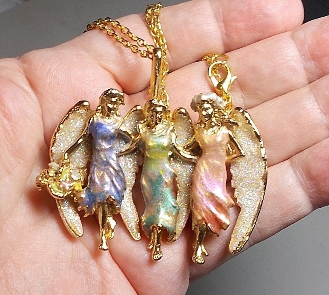 3 Angels Colorful Brooch Pendant Kirk's Folly Outlined in - Etsy