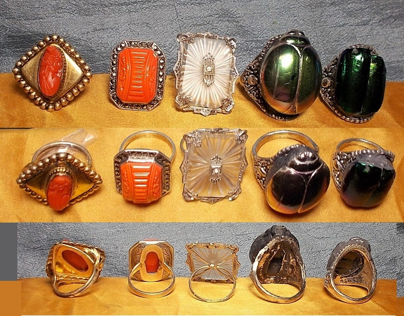 1 Vintage Scarab RING Natural Beetle Wing Ring Iridescent - Etsy