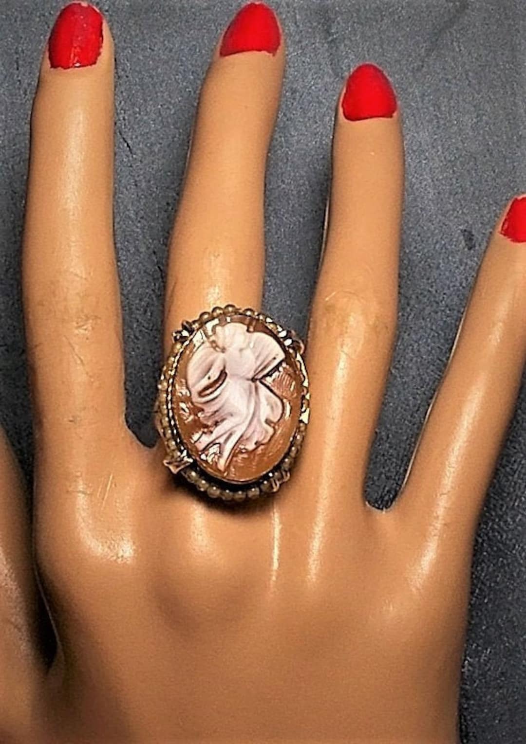 SALE Twirling Dancing Cameo Ring, 1930 Full Profile Hand Carved ...