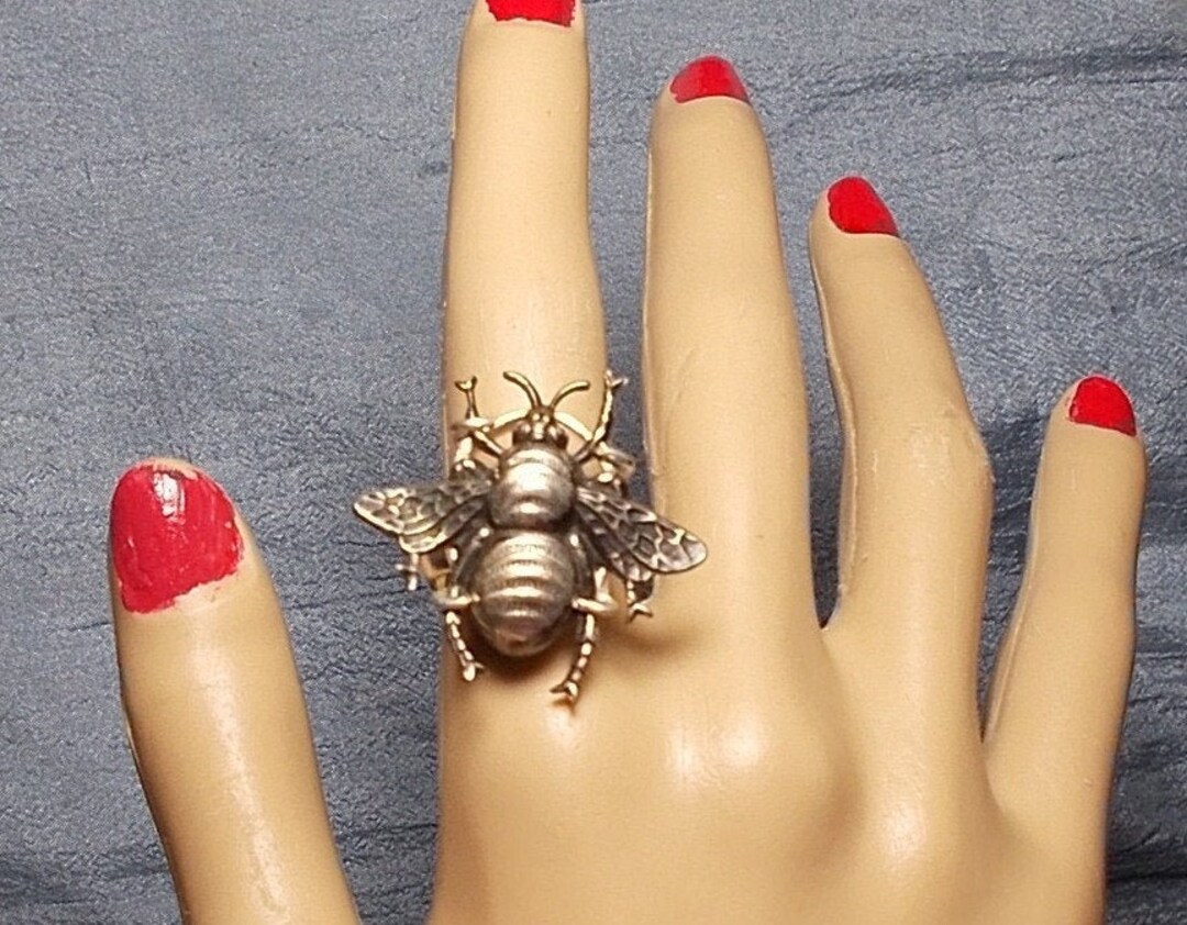 SALE 1 Silver Plate Bee RING, Victorian Figural Honeybee Ring Very ...
