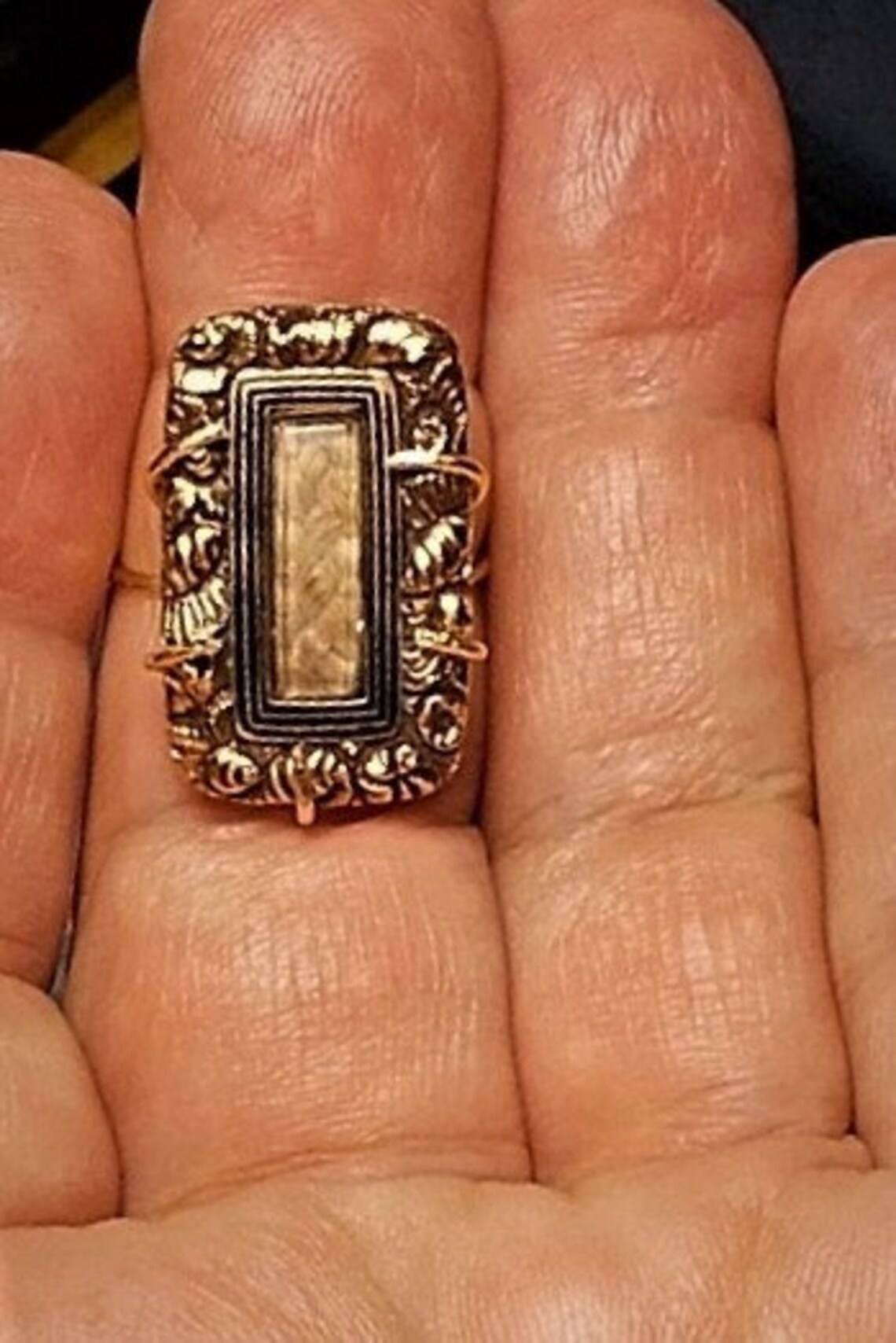 SALE Victorian Mourning Hair RING Tiny Thick Luxurious Braid Under ...
