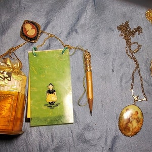 Victorian Pastime Letter Writing CHATELAINE 1920 Cameo Brooch, 1920 ...