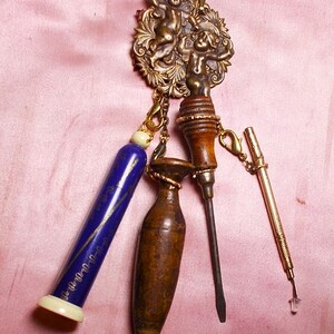 CHATELAINE Small Necklace 1940 Brass Winged Cherubs Pin, Tiny GF ...