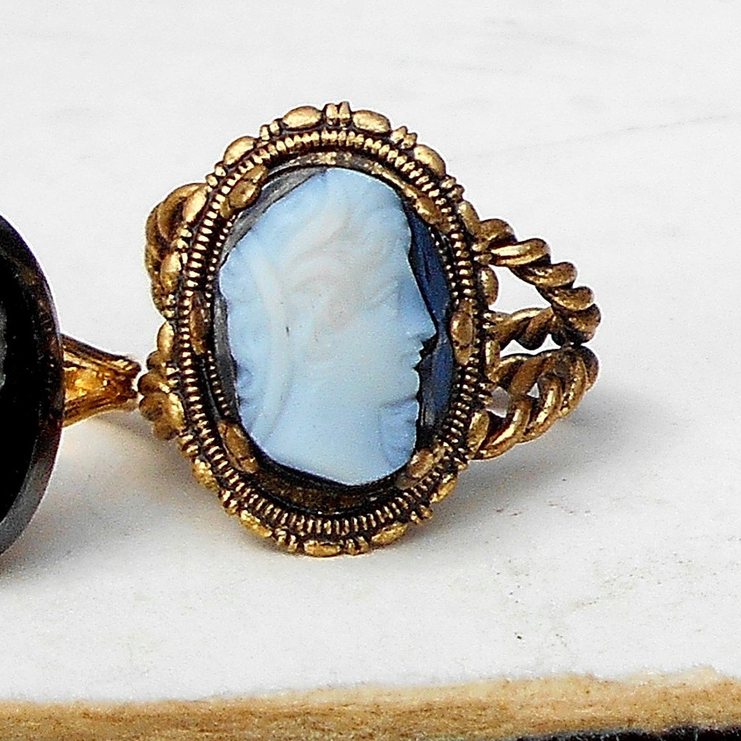 SALE 1 Cameo Ring 1930s Sardonyx Vintage Hand Carved Cameo on Vintage ...
