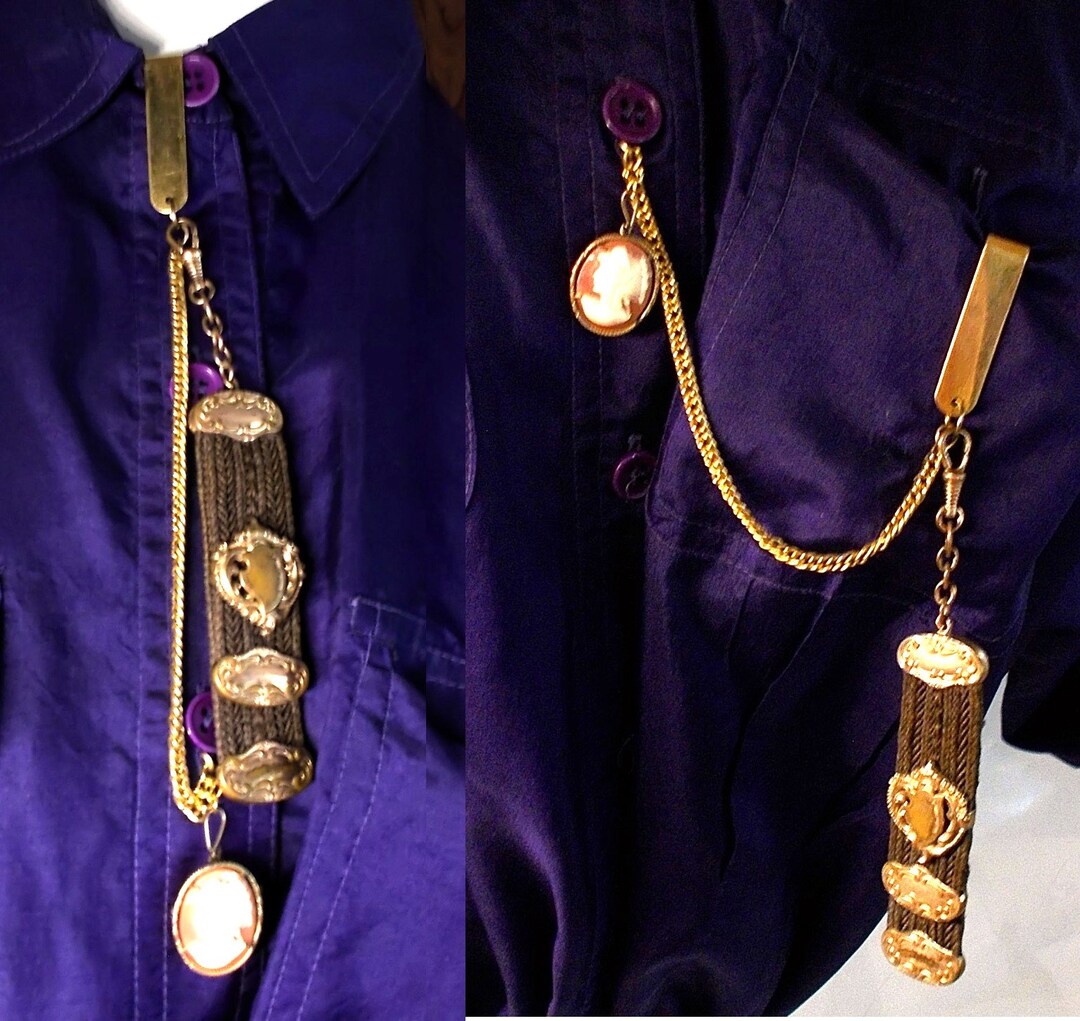 A Victorian Woven Mourning Hair Watch Fob Gold Fill Accents 3 1/2 Five ...