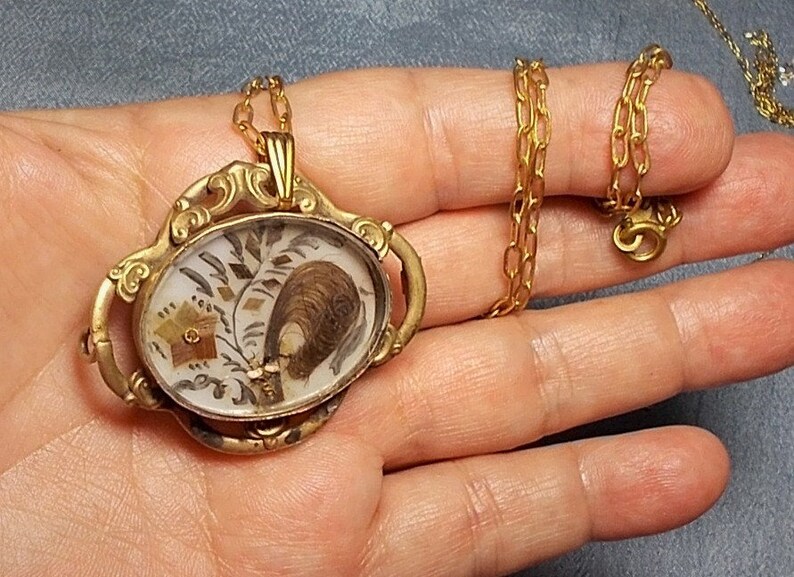 Victorian Mourning Hair Art Woven Palett Worked Hair & Painted | Etsy