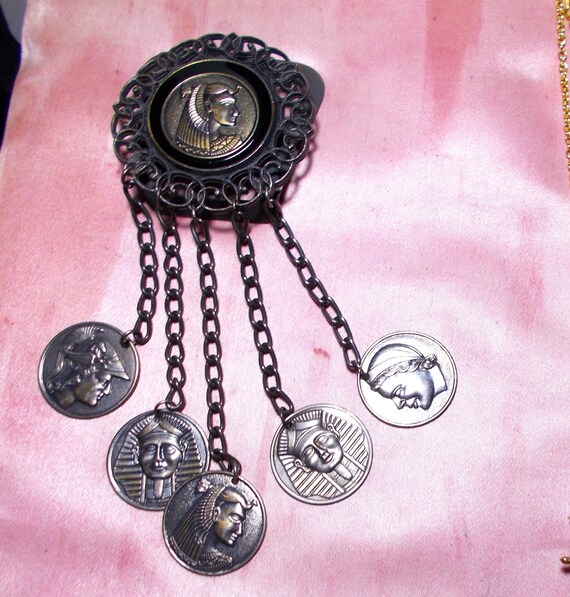 Vintage Large Cleopatra, 5 Goddesses NECKLACE Pharaoh… - Gem