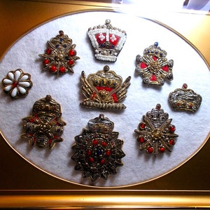 Antique Goldwork Embroidery of Regal Emblems in 9" X 11" Gold Tone ...