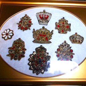 Antique Goldwork Embroidery of Regal Emblems in 9" X 11" Gold Tone ...