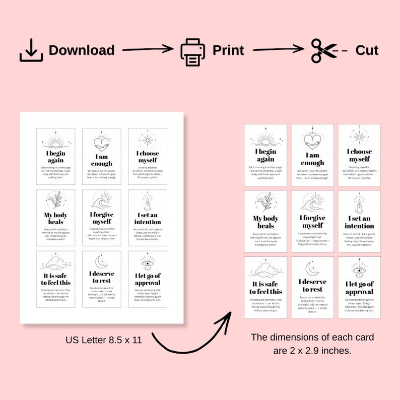 33 Self Love Printable Affirmation Cards PDF, Daily Positive ...