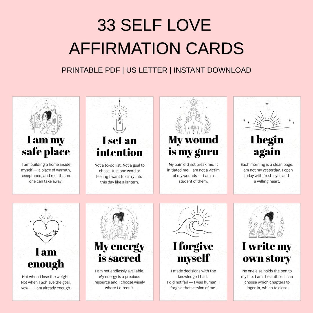 33 Self Love Printable Affirmation Cards PDF, Daily Positive ...