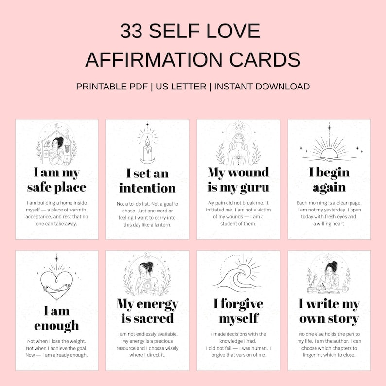 33 Self Love Printable Affirmation Cards PDF, Daily Positive ...