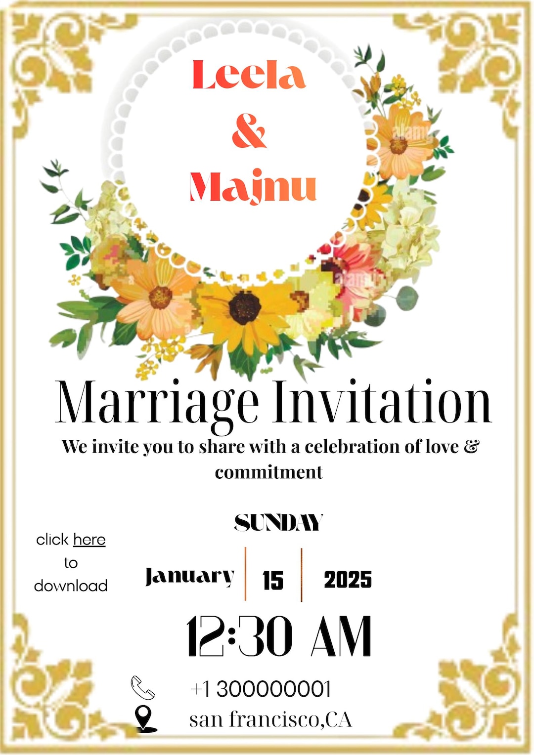Editable Wedding Invitation Nikah & Marriage Invite Floral Invitation ...