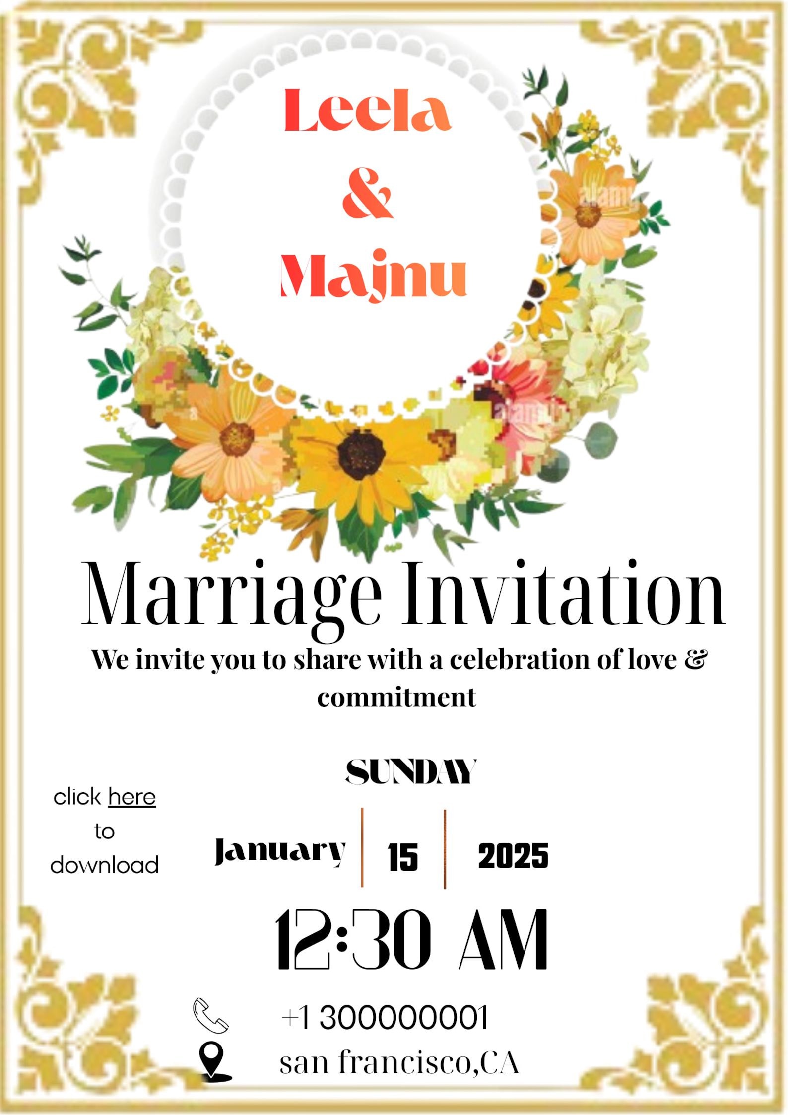Editable Wedding Invitation Card | Elegant Marriage Invite Template ...