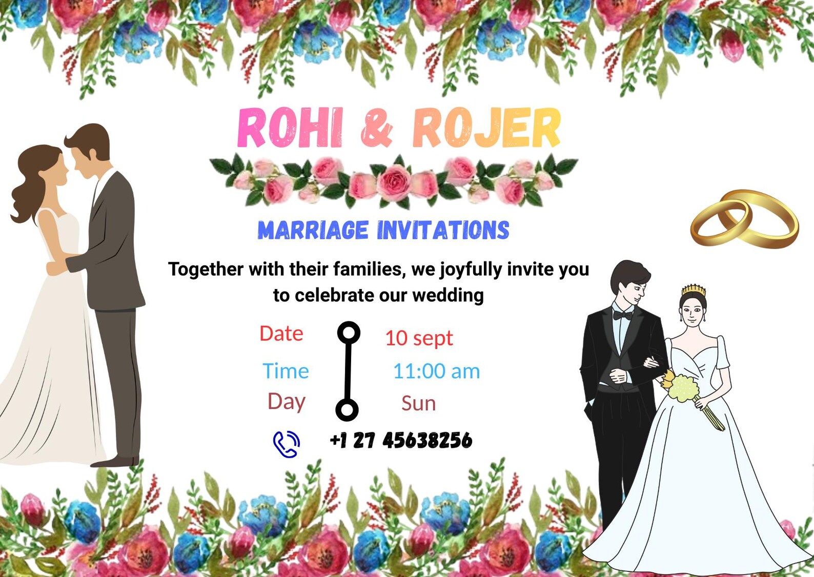 Editable Wedding Invitation Nikah & Marriage Invite Floral Invitation ...