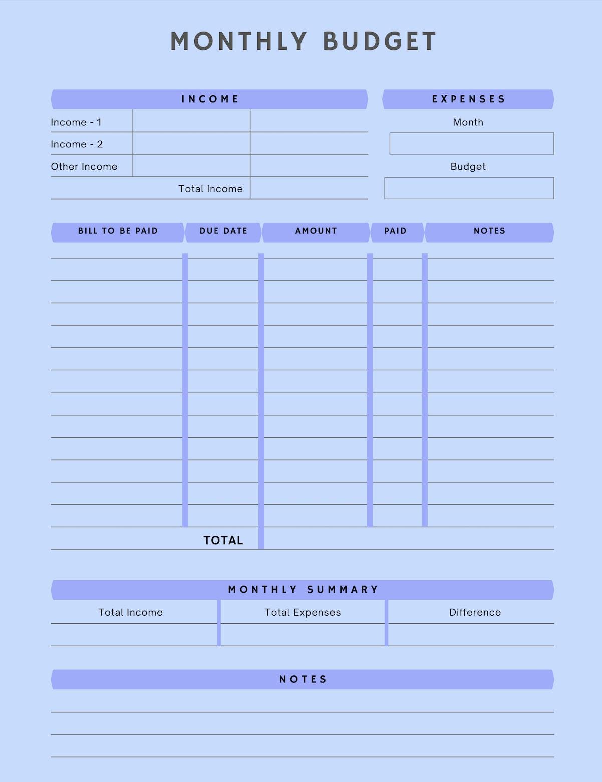 Minimal Monthly Budget Planner (printable) - Etsy