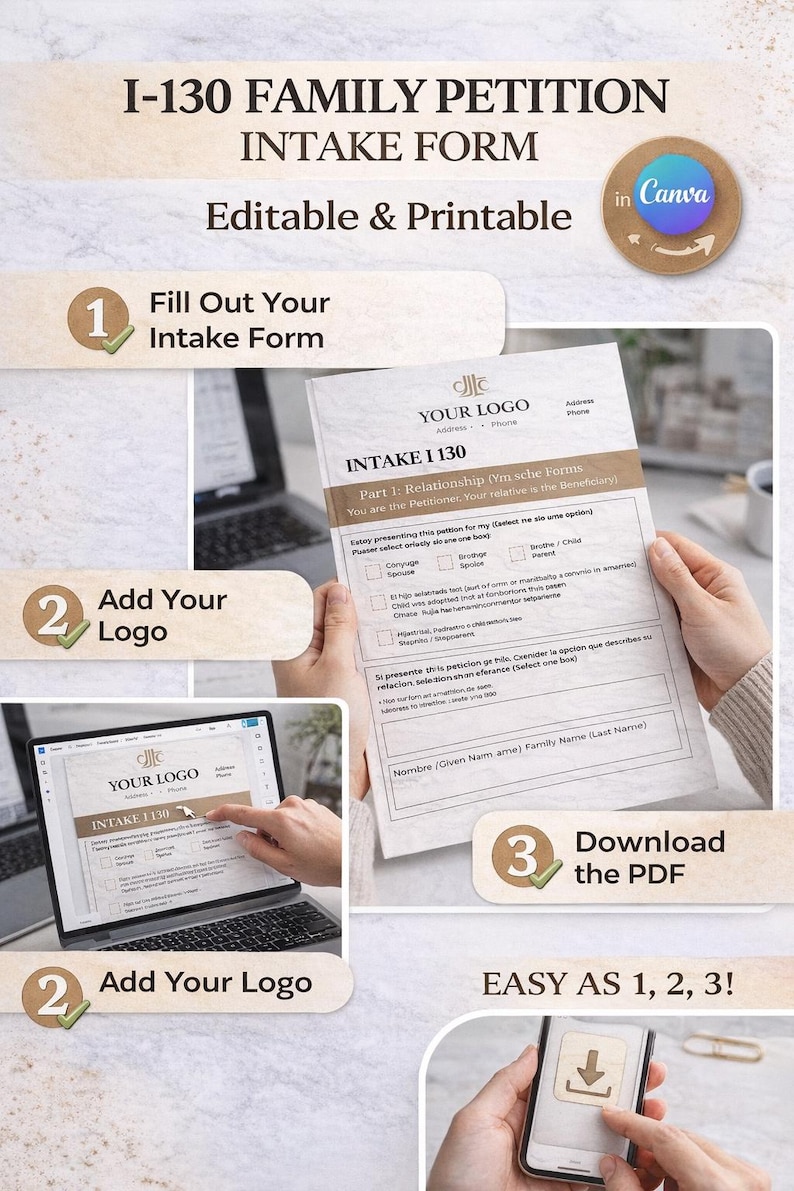 I-130 Family Petition Intake Form | Bilingual | Editable Canva Template ...