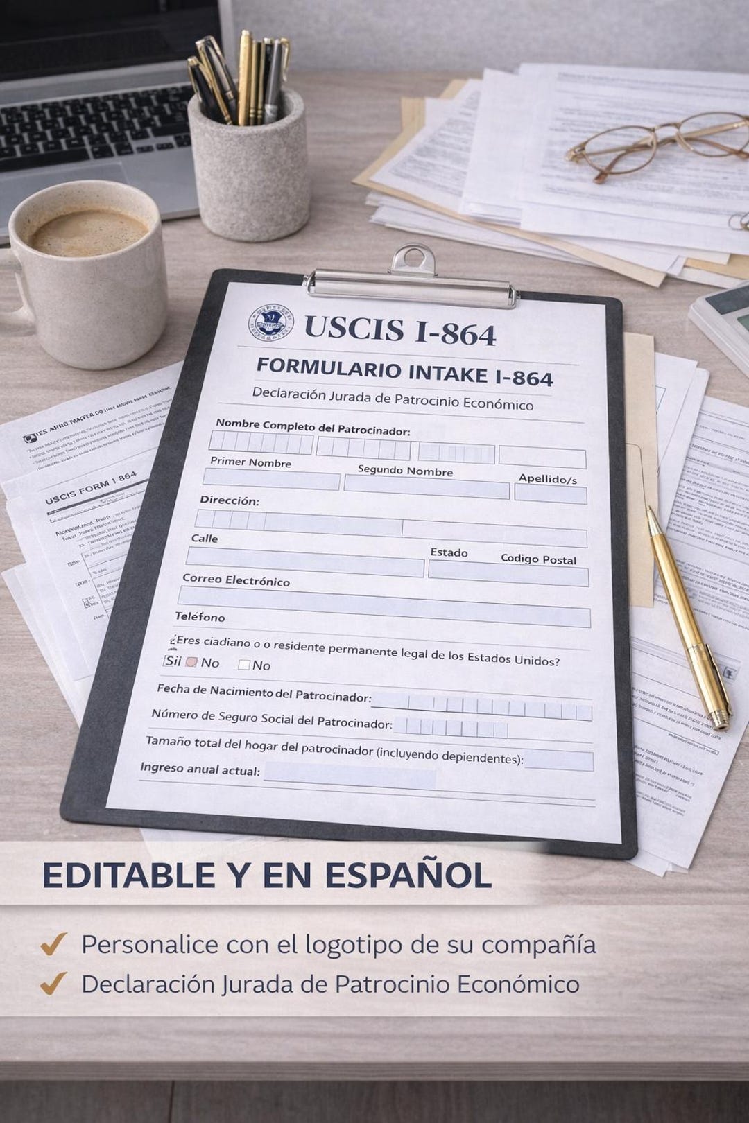 USCIS I-864 Affidavit of Support Intake Form Spanish | Editable Intake ...