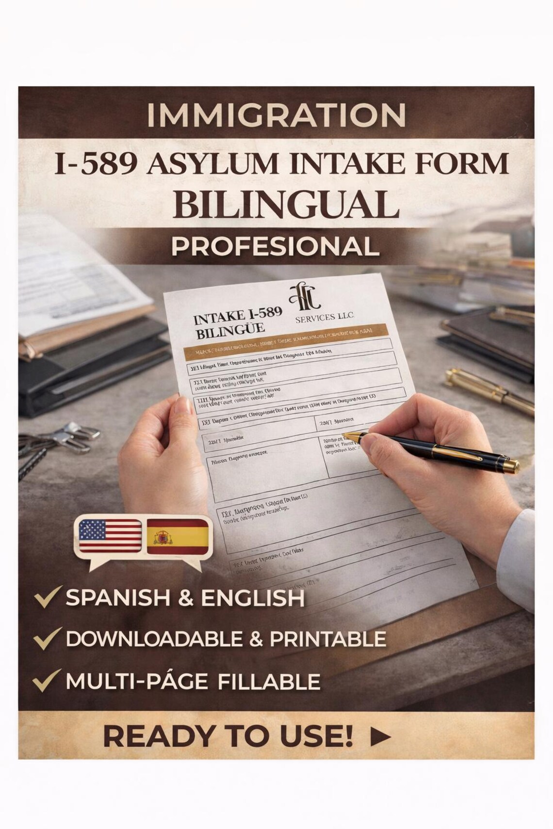 I-589 Asylum Intake Form | Bilingual | Editable Canva Template | Custom ...