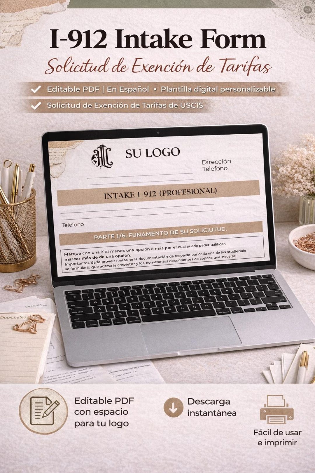 I-912 Intake Form Spanish | USCIS Fee Waiver Request | Editable PDF ...