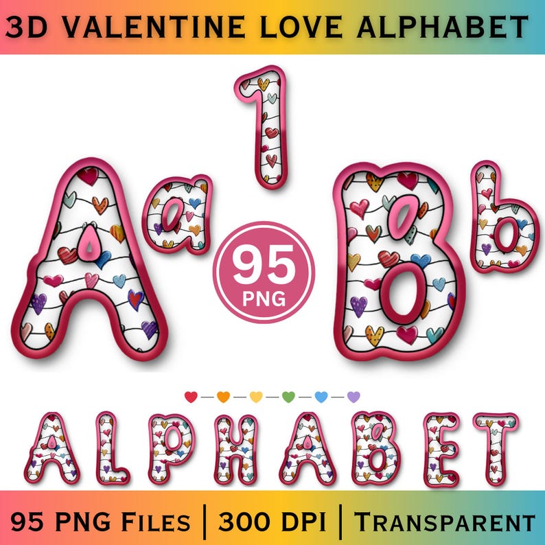 Valentine Heart Alphabet PNG | 3D Stylized Love Alphabets | Loves ...