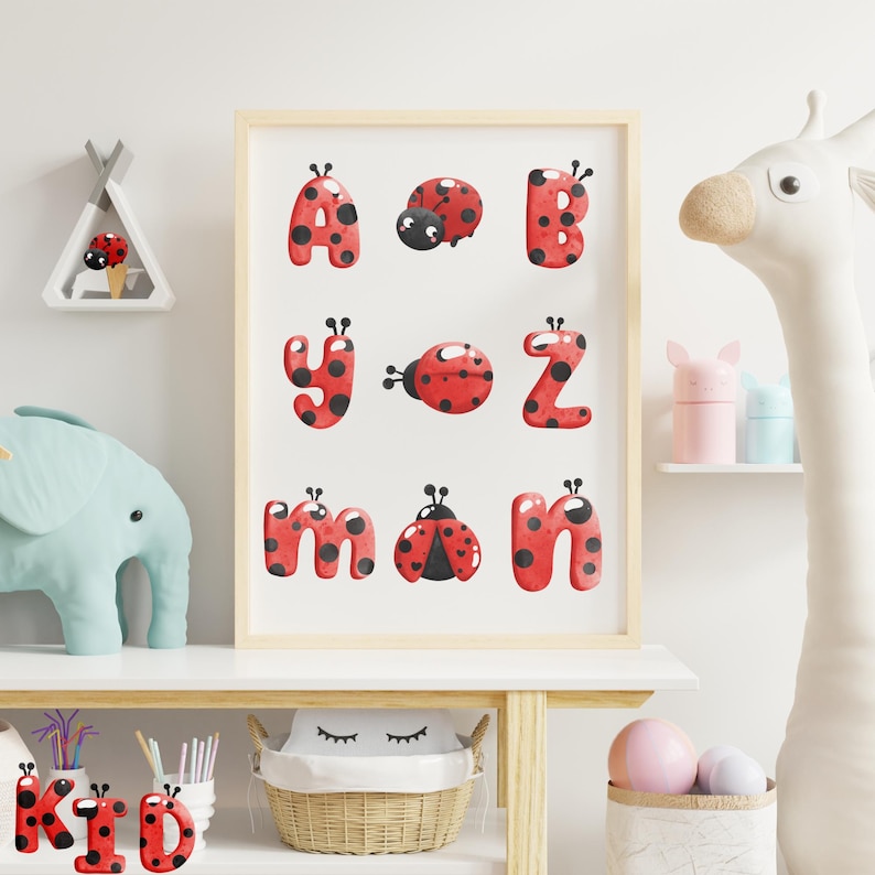 Ladybug Alphabet PNG A to Z Kids Printable Classic Red Insect Learning ...