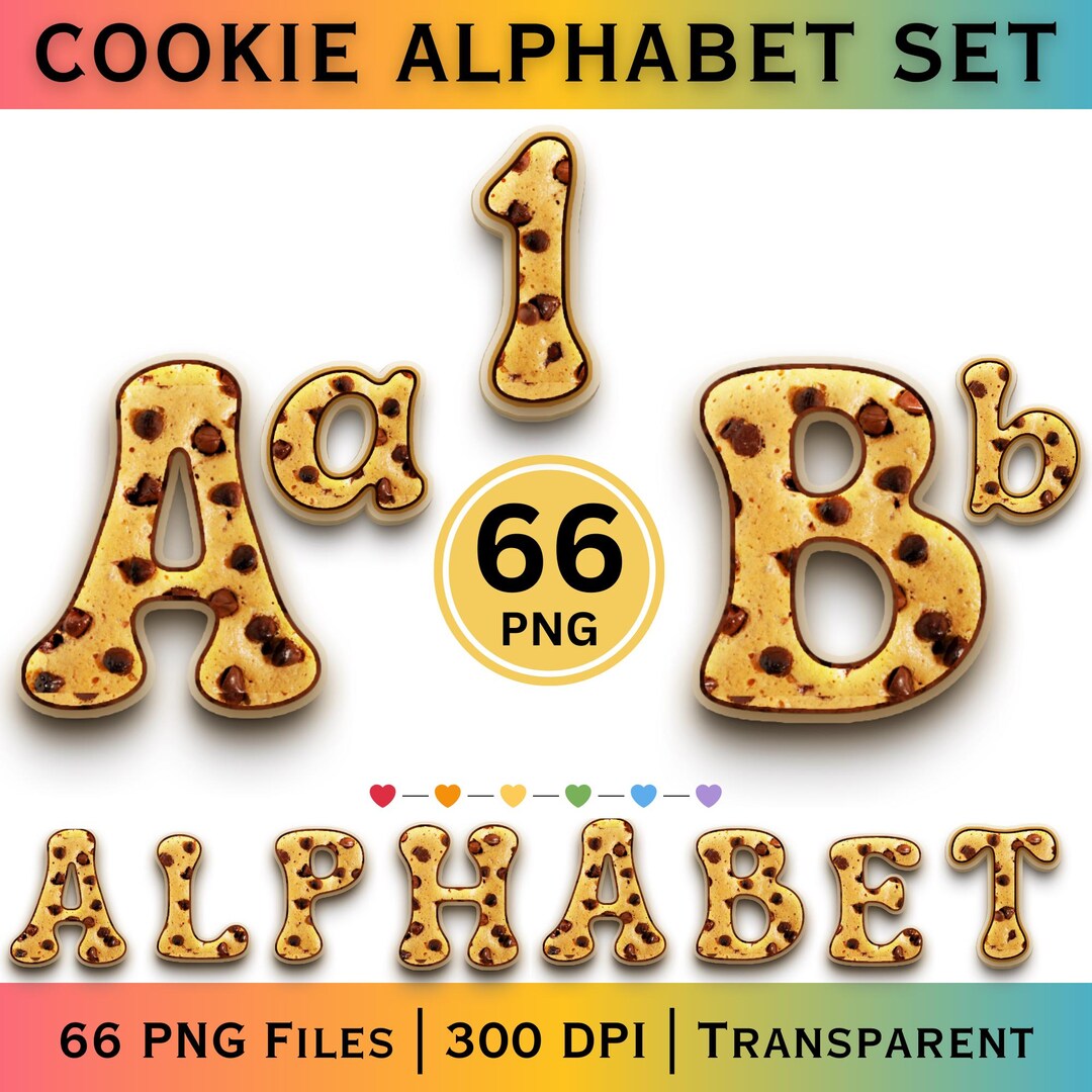 Cookie Alphabet PNG A–Z | Chocolate Chip Letters | Bakery Clipart Font ...