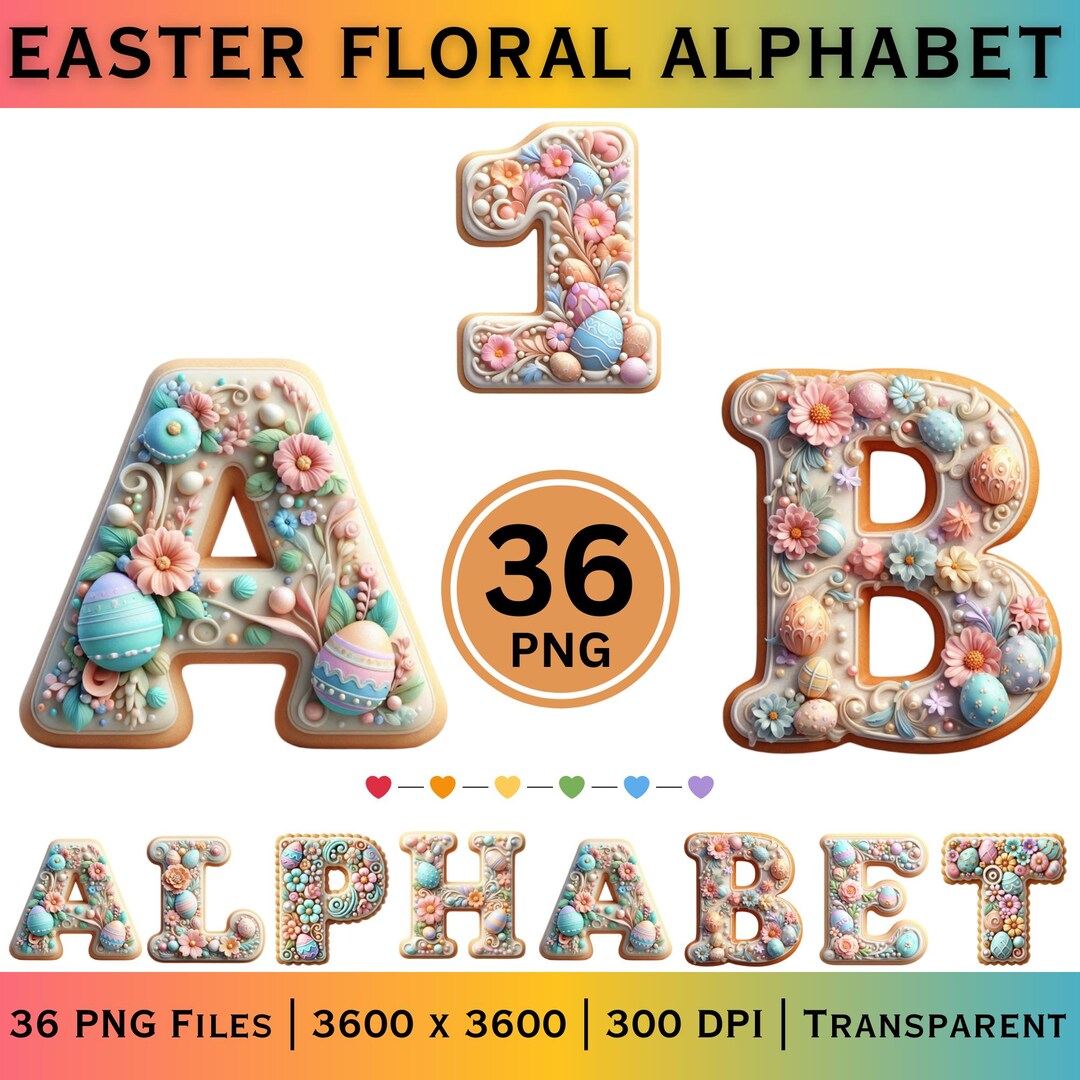 Easter Floral Alphabet PNG, Egg Letters Clipart (digital Download) - Etsy
