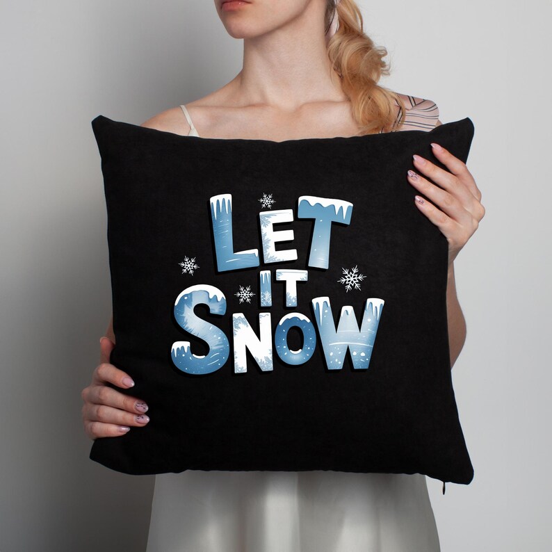 Let It Snow PNG | Icy Winter Lettering Text Graphic | Snowflake Design ...